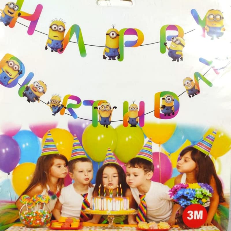 Multicolor 3 Meters Minions Theme Happy Birthday Banner – Selibration