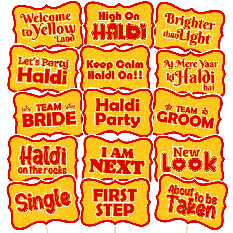 Bride Side Haldi Function Photobooth Props (Pack of 15) – Selibration